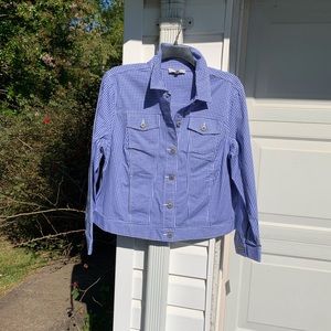 Talbots | Jackets & Coats | Nwt Talbots Blue White Gingham Check Jean ...